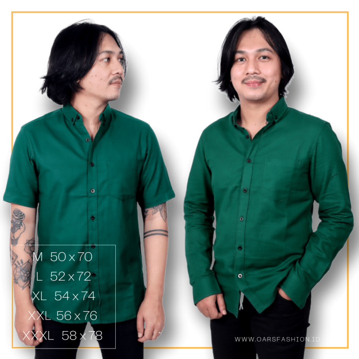 kemeja basic polos pria lengan pendek dan panjang warna hijau botol ...