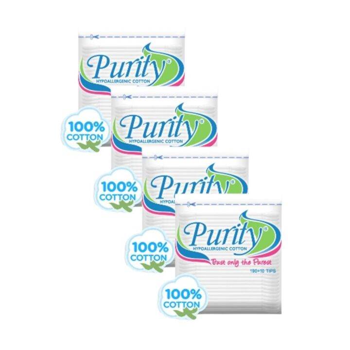 Purity Cotton Buds 200 tips x 1 pack - Pack of 4 | Lazada PH