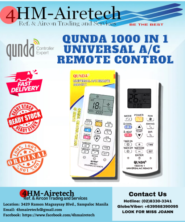 4HM QUNDA 1000 IN 1 universal Air Condition Remote Control | Lazada PH