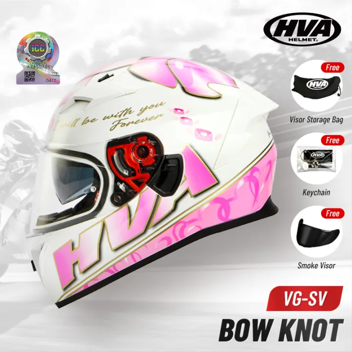 HVA VG-SV Bow Knot Full Face Helmet Dual Visor Helmet Motorcycle Helmet ...