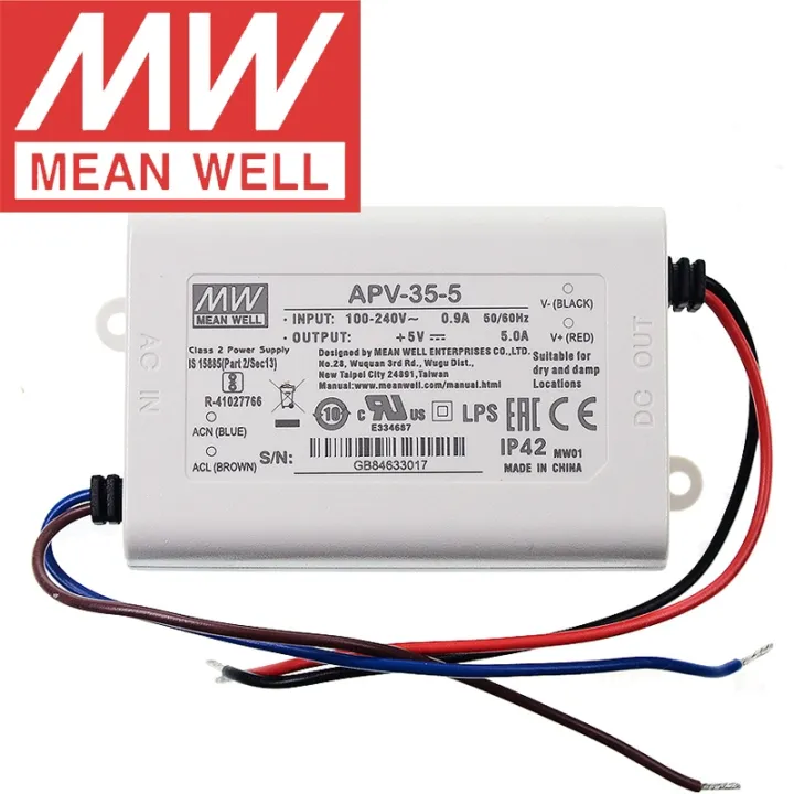 Original Mean Well APV 35 5 meanwell 5V/5A Constant Voltage design 25W Single Output LED ...