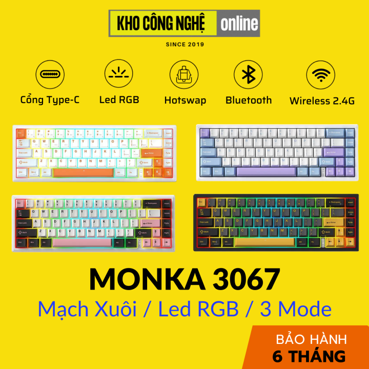 MONKA 3067 - Bàn phím cơ MONKA 3067 Không Dây, Mạch Xuôi, Led RGB, Kết ...