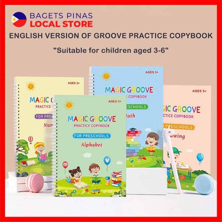 Magic Groove Practice Copybook (Set A/B/C) Fun Drawing English Alphabet ...