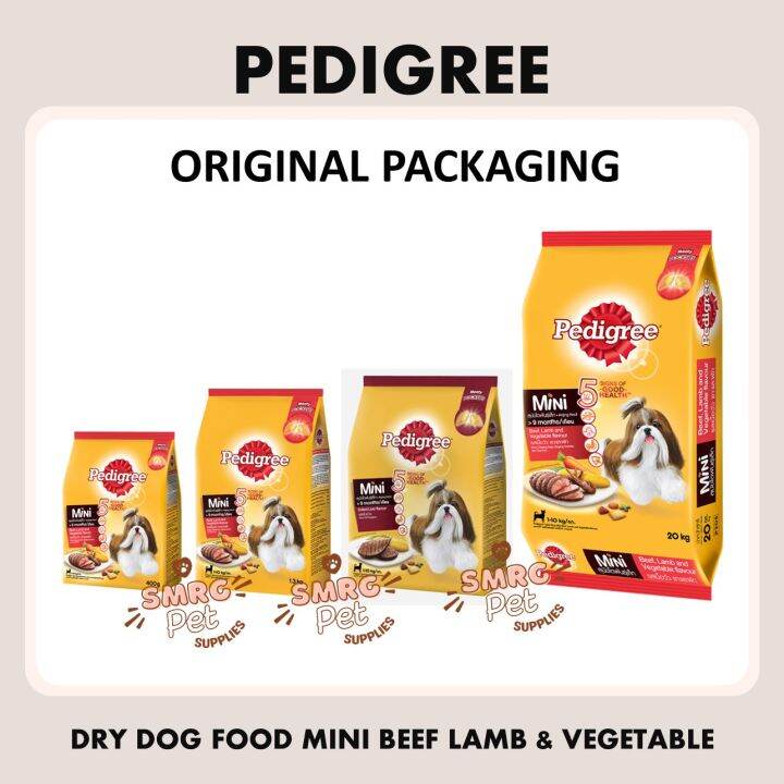 Pedigree Dry Dog Food Adult Mini Beef Lamb Vegetable 400g, 1.3Kg. 2.7kg, 20kg Original Packaging ...