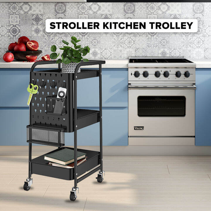 Locaupin 3-Tier Metal Storage Rolling Cart Modern Design Kitchen Office ...