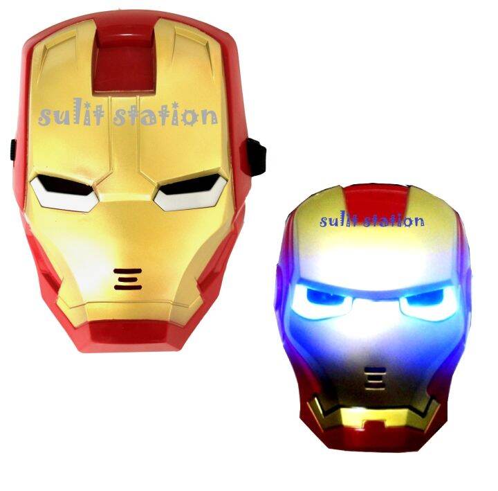 SUPER HERO AVENGERS IRON steel MAN LED LIGHTED FACE MASK KIDS COSPLAY ...