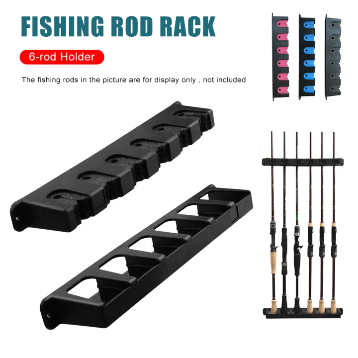 Vertical Fishing Rod Holder Wall Mounted Store 6 Rods Fishing Pole Rack ...