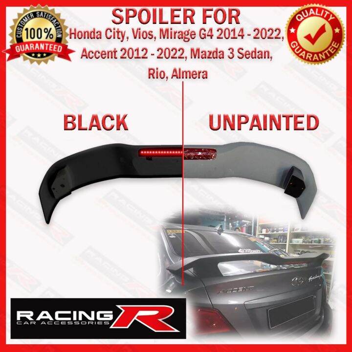 ♢Modulo Style Spoiler Black Unpainted for Honda City, Vios, 2014 to ...