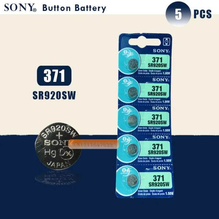 5pc Sony 100 Original 371 SR920SW 920 1.55V Watch Battery SR920SW 371 ...
