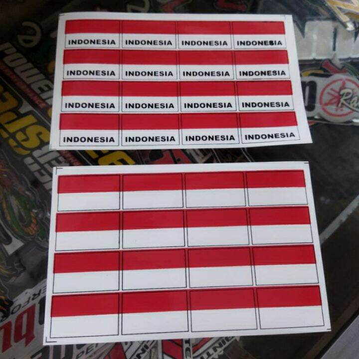stiker bendera indonesia isi 16 13cm x 21 cm harga per lembar. sticker ...