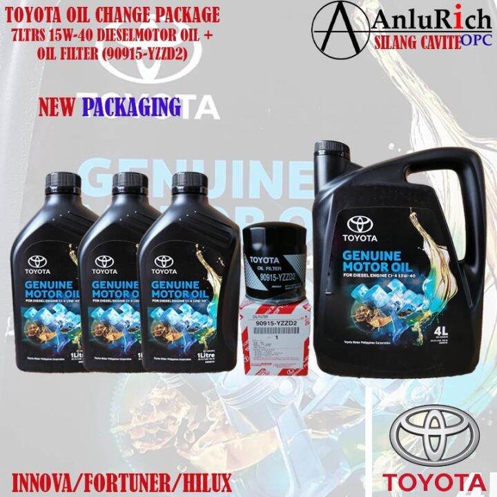 TOYOTA INNOVA/FORTUNER/HILUX OIL CHANGE PACKAGE 7LTRS 15W-40 DIESEL ...