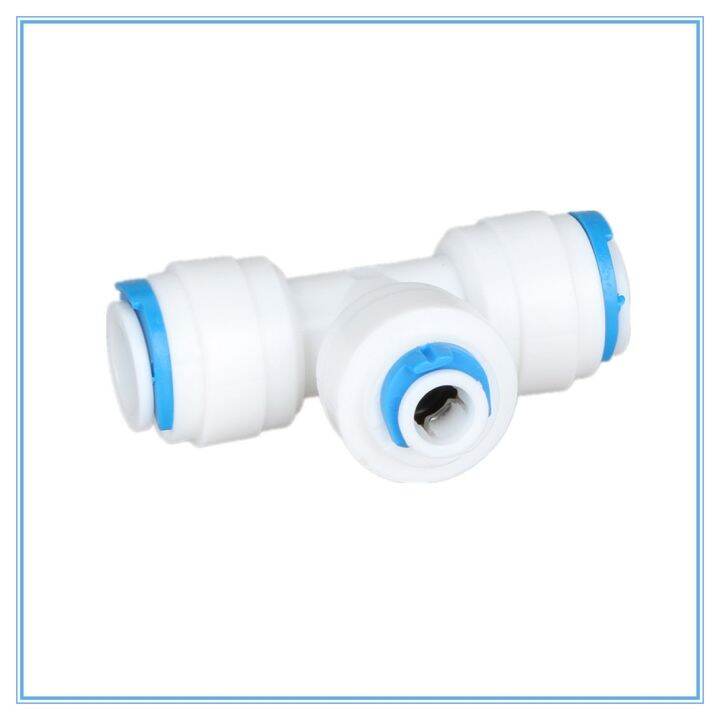 T Type 1/4" 3/8" OD Quick Connector Equal Tee Fitting RO Water Reverse ...