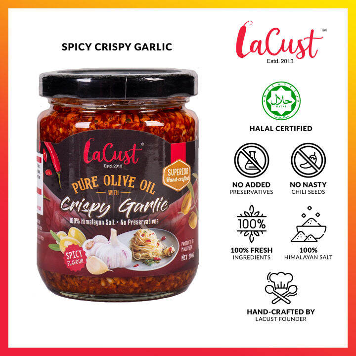 LaCust Crispy Garlic - SPICY CRISPY GARLIC WITH EXTRA VIRGIN OLIVE OIL ...