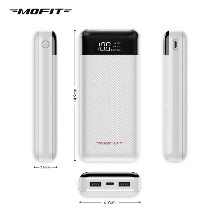 portable battery Mofit M201 20000mAh Power Bank with LED Digital Display Type-C Input, Dual USB ...