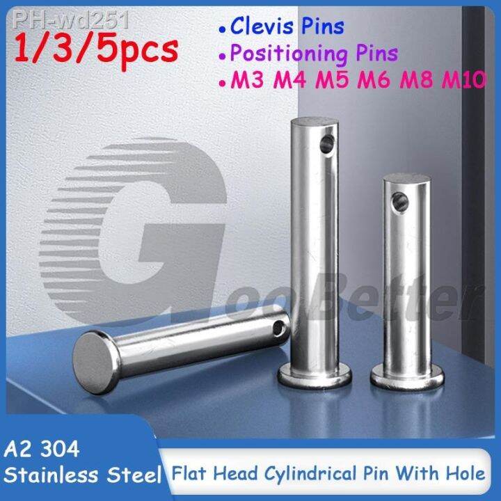 A2 304 Stainless Steel Clevis Pins Axis Pin Roll Flat Head Cylindrical Pin With Hole Positioning ...