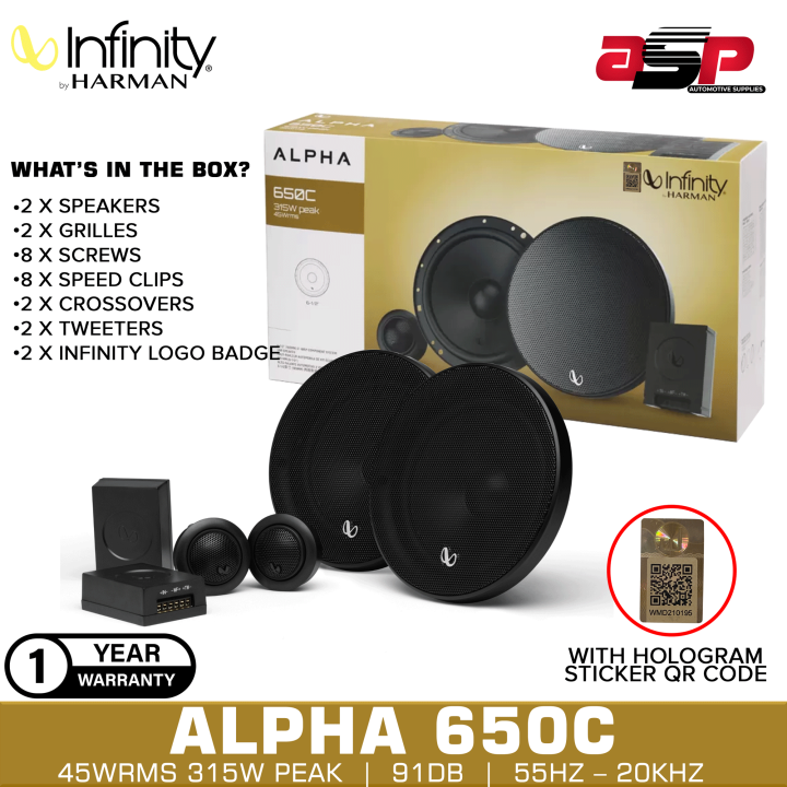Infinity Alpha 650C 6-1/2" (160mm) 2 Way Component Speaker System 45W ...
