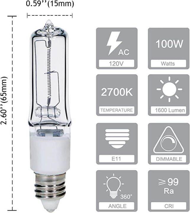4-Pack JDE11 120V 100W Dimmable Halogen Bulb T4 Mini Candelabra Base ... 4-Pack JDE11 120V 100W Dimmable Halogen Bulb T4 Mini Candelabra Base ...