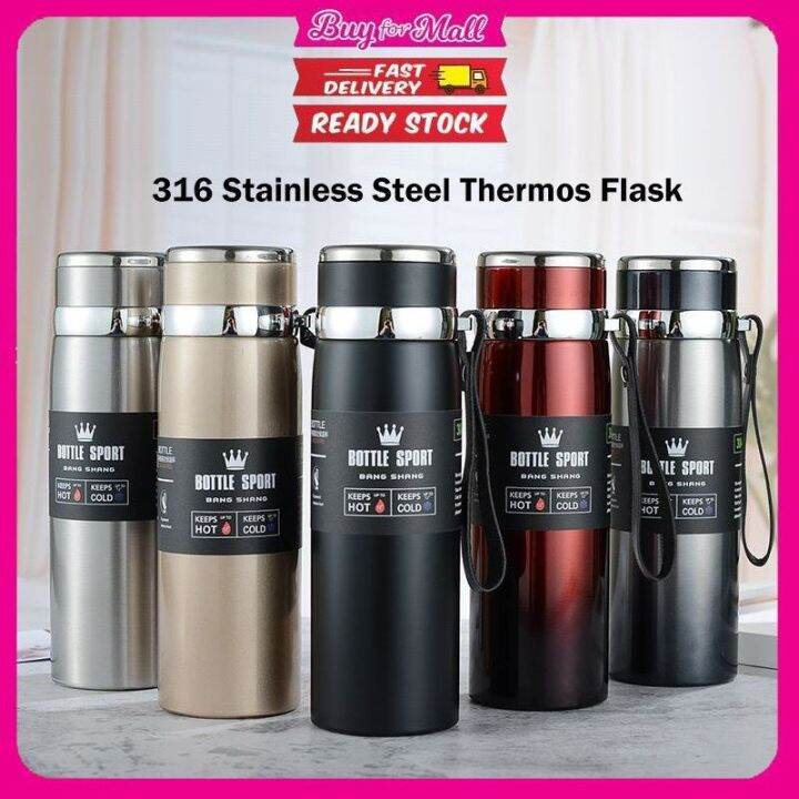 [READY STOCK]600ml 800ml 1000ml SUS 316 Stainless Steel Vacuum Flask Bottle Cup 316 Kelalang ...