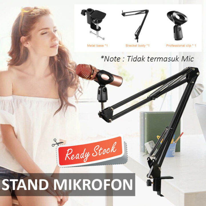 Stand Mic Condenser Microphone Suspension Boom Scissor Arm Stan Meja ...