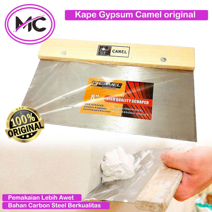 Kape Gypsum Gagang Kayu 8 inch Sekrap Stainless Skrap Plafon Dinding ...