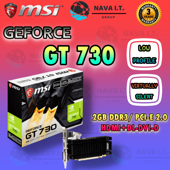 MSI Nvidia Geforce GT 730 2GB DDR3 Low Profile ขนาดเล็ก ใส่เครื่องแบรนด์ได้ รับประกัน 3 ปี ...