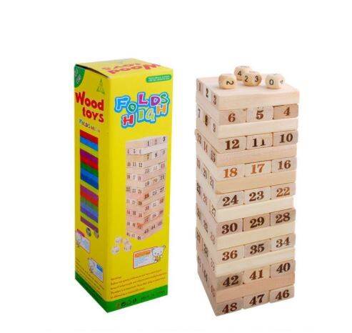 48PCS Wooden Block Kids Wooden Stack Block Kids Wooden Toys Wooden Play ...