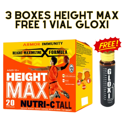 BUY 3 BOXES GET FREE 1 VIAL GLOXI HeightMaxx Nutri-C Tall 20capsules ...