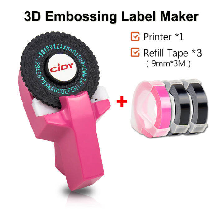 CIDY 3D Embossing Label Maker with 3 Tapes Manual Typewriter Printer ...