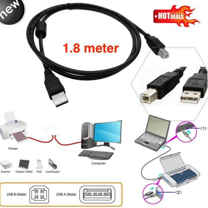 🔴มีจำนวนจำกัด🔴 [USB Printer 10] สาย Usb Printer Cable AM BM V2.0 1.8m ...