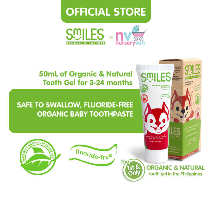 Smiles Organic and Natural Baby Toothpaste (APPLE Tooth Gel) 50ML ...