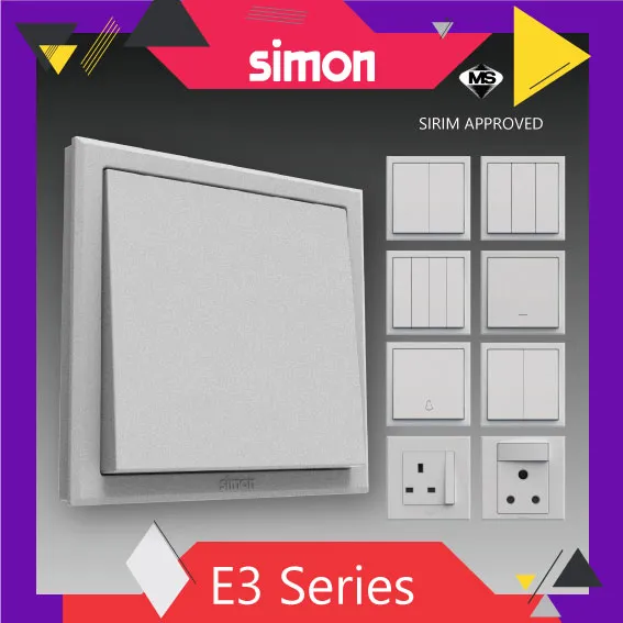 Simon E3 Series (Silver) Switch / Switches & Socket Outlet 20A 32A 1 ...