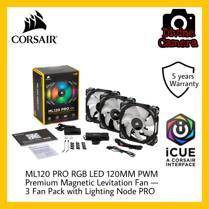 Corsair ML120 PRO RGB LED 120MM PWM Premium Magnetic Levitation Fan ...