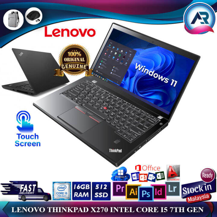 (TOUCH SCREEN)LENOVO THINKPAD X270 INTEL CORE I5-7300U 7TH GEN 8GB RAM 512 SSD WIFI WEB CAM ...