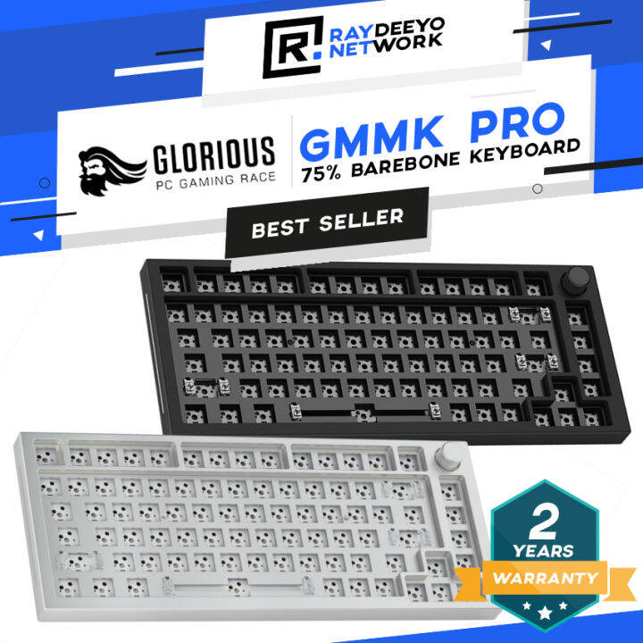 Glorious GMMK Pro 75% Barebone Keyboard (Black Slate/White Ice) [Ultra ...