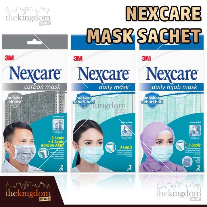Nexcare 3M Mask Carbon Daily Hijab Earloop Headloop 3 ply 4ply Sachet ...