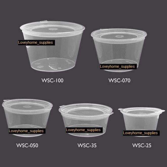 🔥Packaging🔥 Round Disposable SAUCE CONTAINER HINGED LID PP Plastic Food Container Mini Cup Bekas ...