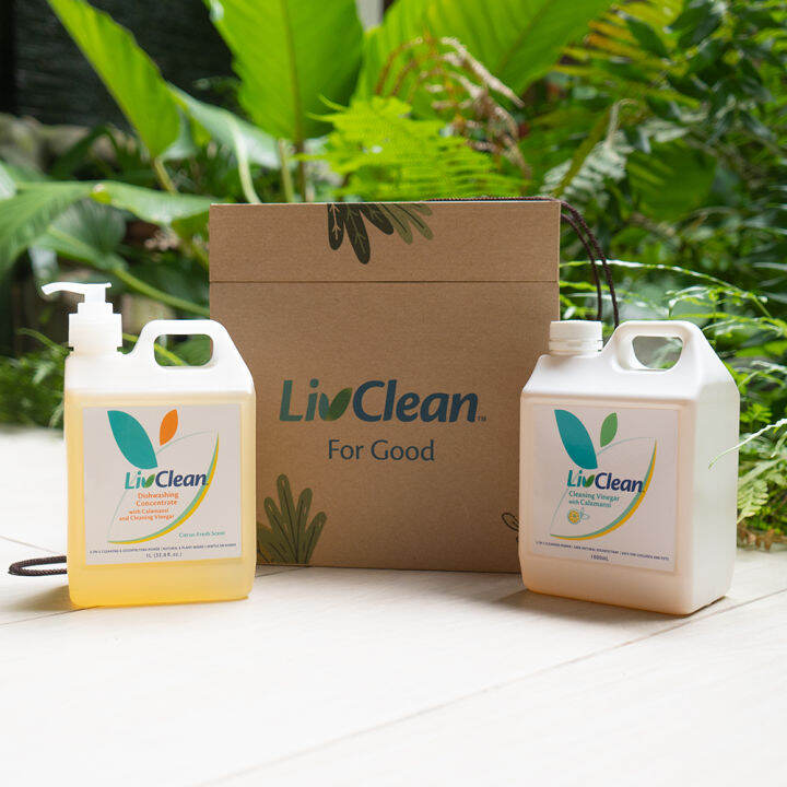 LivClean Green Revolution (Dishwashing 1L+ Cleaning Vinegar 1L-Free LivClean Box) | Lazada PH