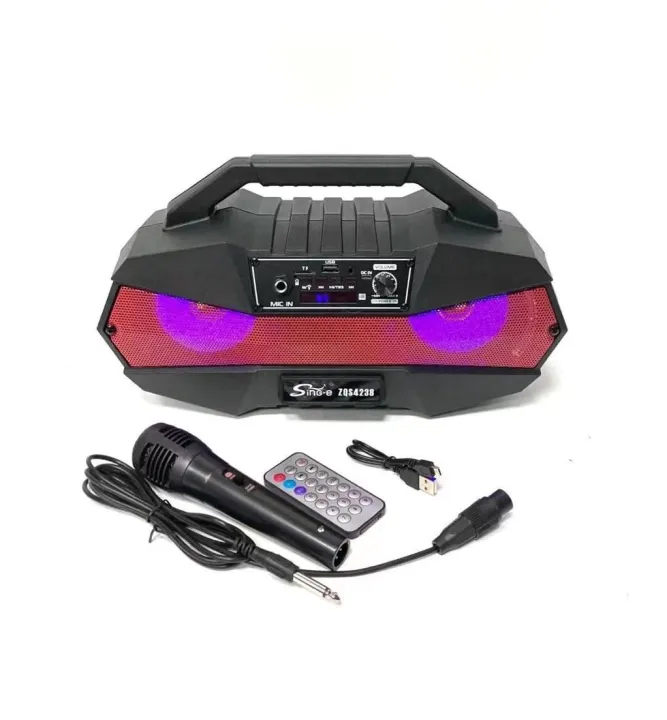 ลำโพงไวเรทบลูทูธ ZQS-4238 มีไฟLedกระพริบ แถมไมค์ แถมรีโมท สามารถใช้เมม Usb AUX มีจอสถานะ [HIGH ...