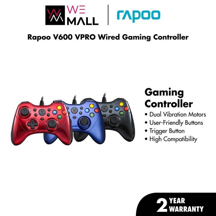 Rapoo V600 VPRO Wired Gaming Controller Electric Vibration Gamepad - 2 ...