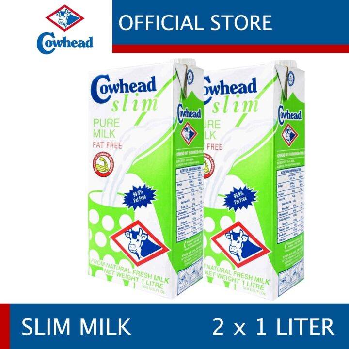 Cowhead Slim Milk 1L ( Pack of 2) [Cowhead - Fresh Milk - UHT] | Lazada PH