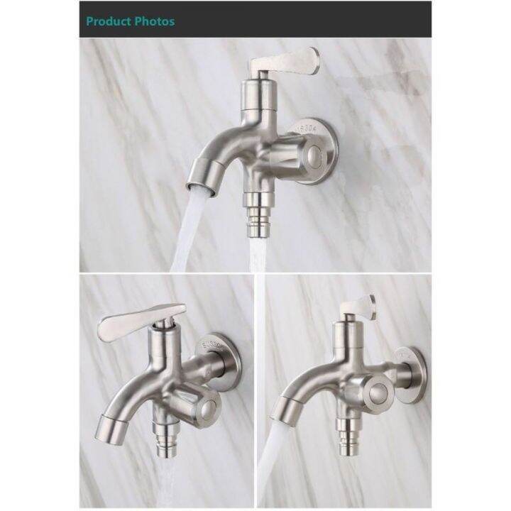 304 STAINLESS TWO WAY FAUCET WALL MOUNTED DUAL FUNCTION | Lazada PH