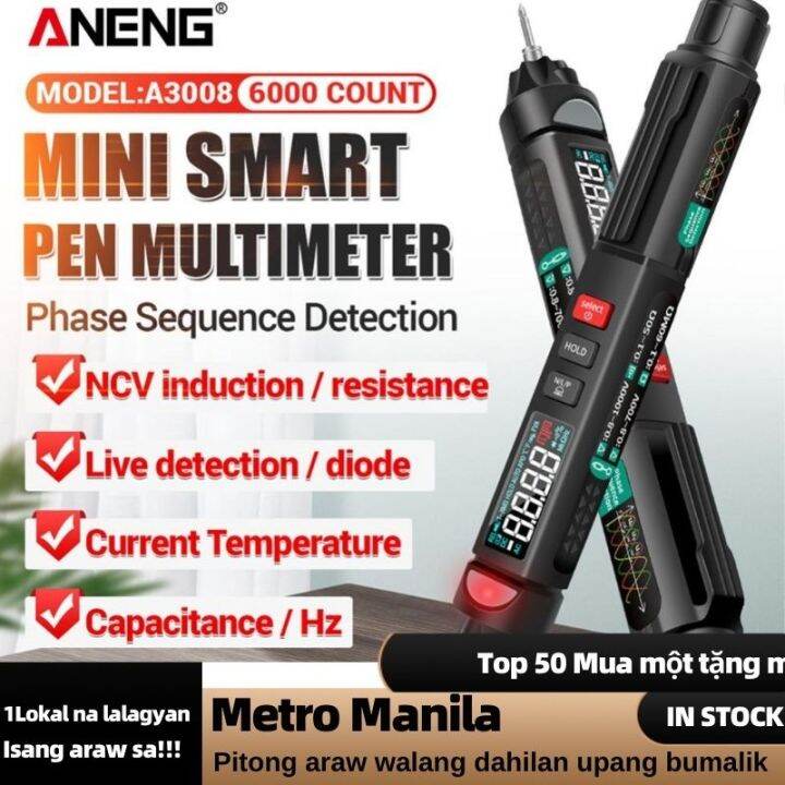 ANENG A3007A3008 Digital Pen Multimeter 6000 Counts Multimeter with LCD ...