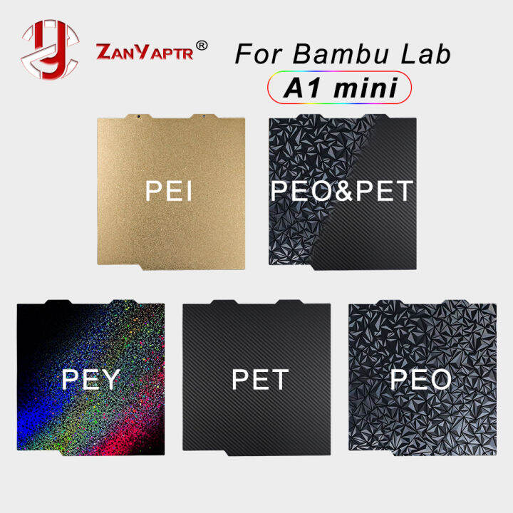 For Bambu Lab A1 Mini Textured Pei Sheet 180x180 Build Plate Double sided Carbon Spring Steel ...