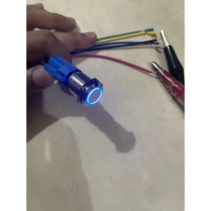 Saklar LED Stainless Tombol On Off Push Button Metal plus soket dan ...
