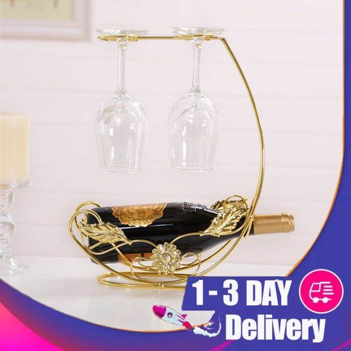 Rack Stemware Holder Holds 1 Bottle and 4 Glasses Freestanding ...