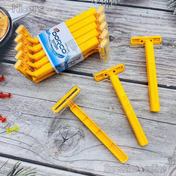 10pcs/pack original Dorco Yellow Razor Twin Blade Disposable TD708N ...