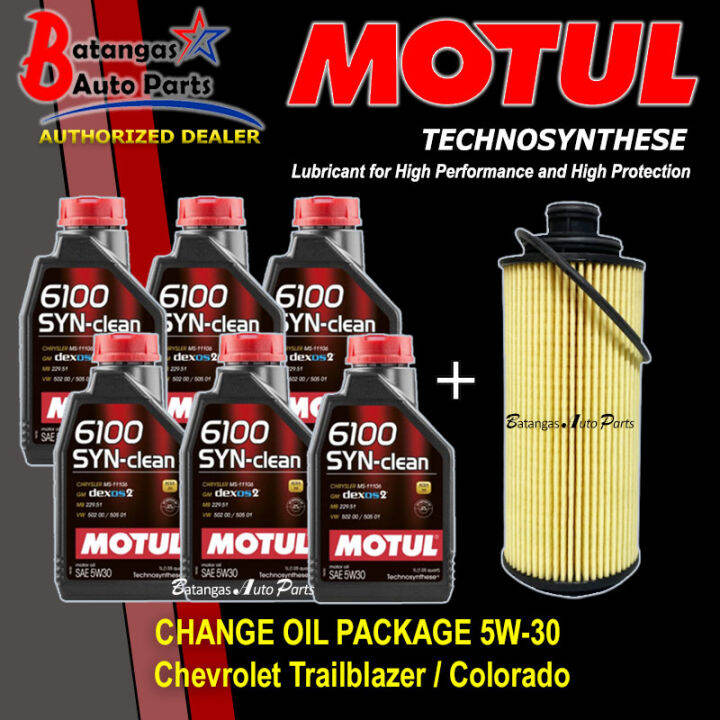 Motul 6100 Syn-Clean 5W-30 Dexos2 Fully Synthetic Oil Change Package ...