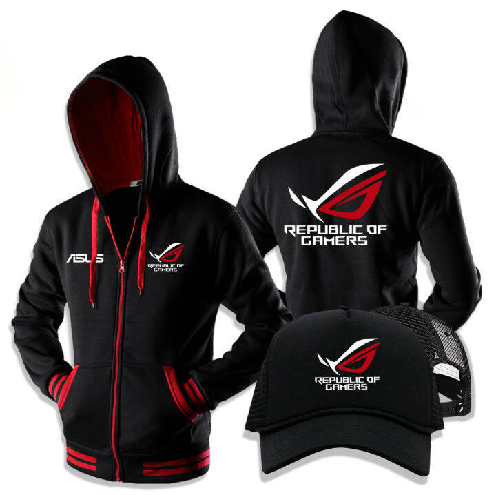 Jaket Zip Hoodie Asus Rog Republic Of Gamers All Size - S M L XL XXL ...