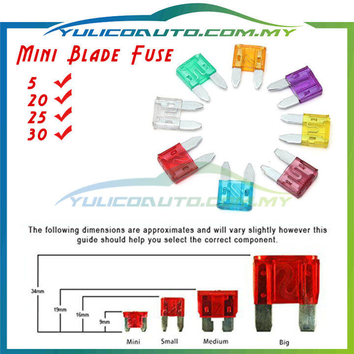 5A Mini Blade Fuses Auto Car Truck Assortment Fuse Kit - Fius Motosikal ...