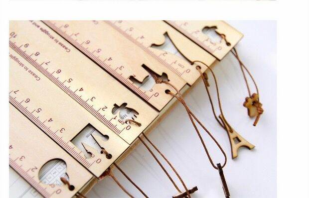 Wood Ruler Kawaii Pendant Bookmark Log Cute Wind Wooden /Magnetic Ruler ...